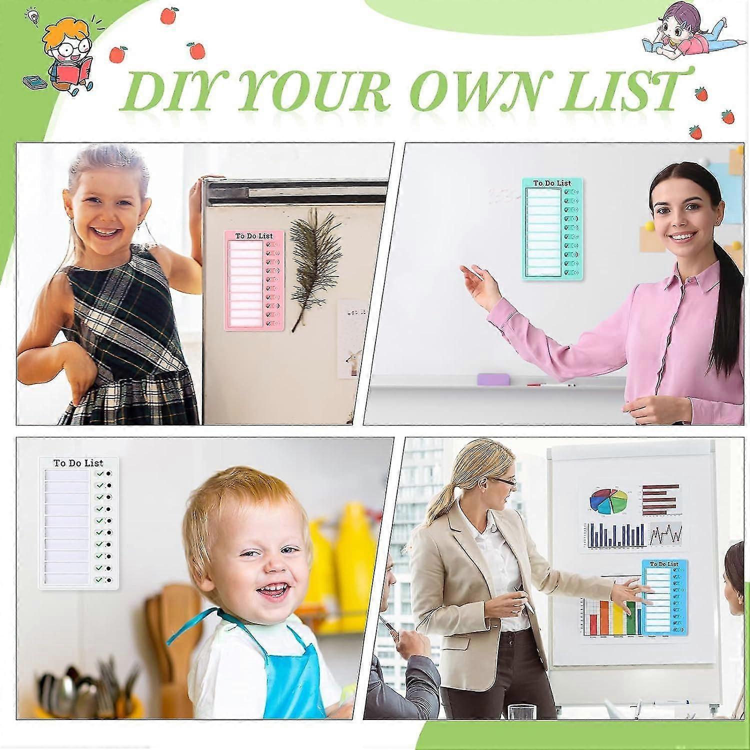 4pcs Blank Chore Chart For Kids, To Do List Chart Plastic Checklist ...