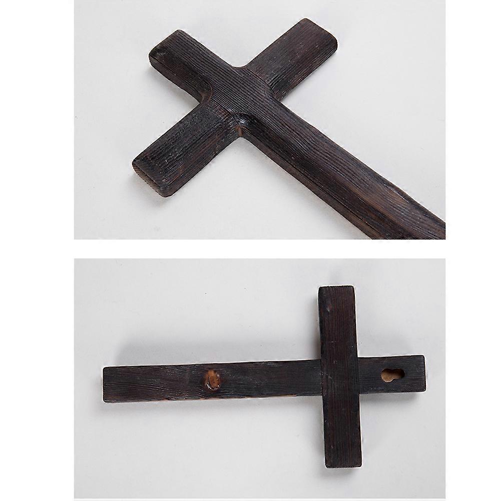 Handmade Solid Wood Cross Black Religious Wall Decor 28x16CM | Fruugo AU