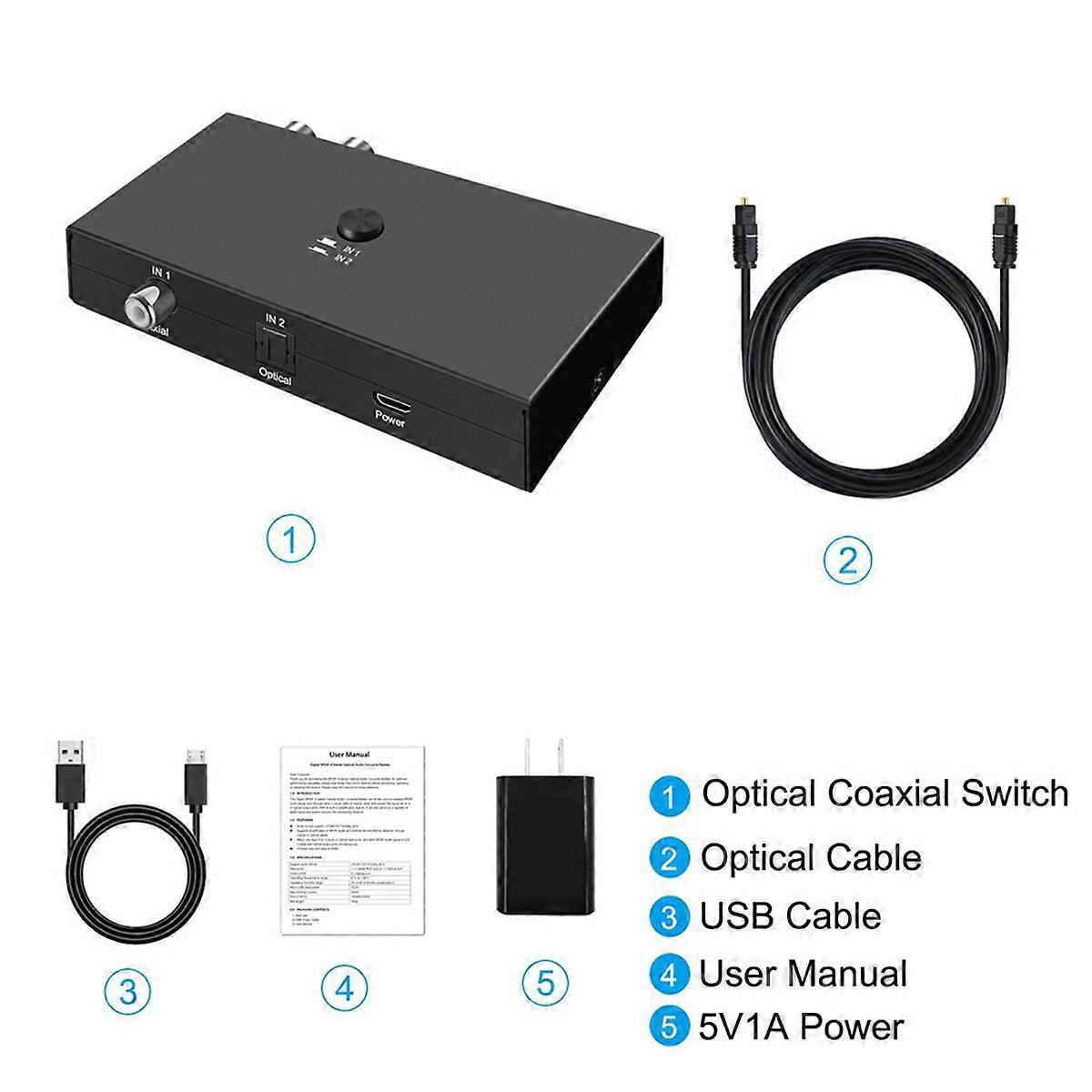 Optical Switcher Optical Digital Audio Splitter 2 in 4 Out Digital ...