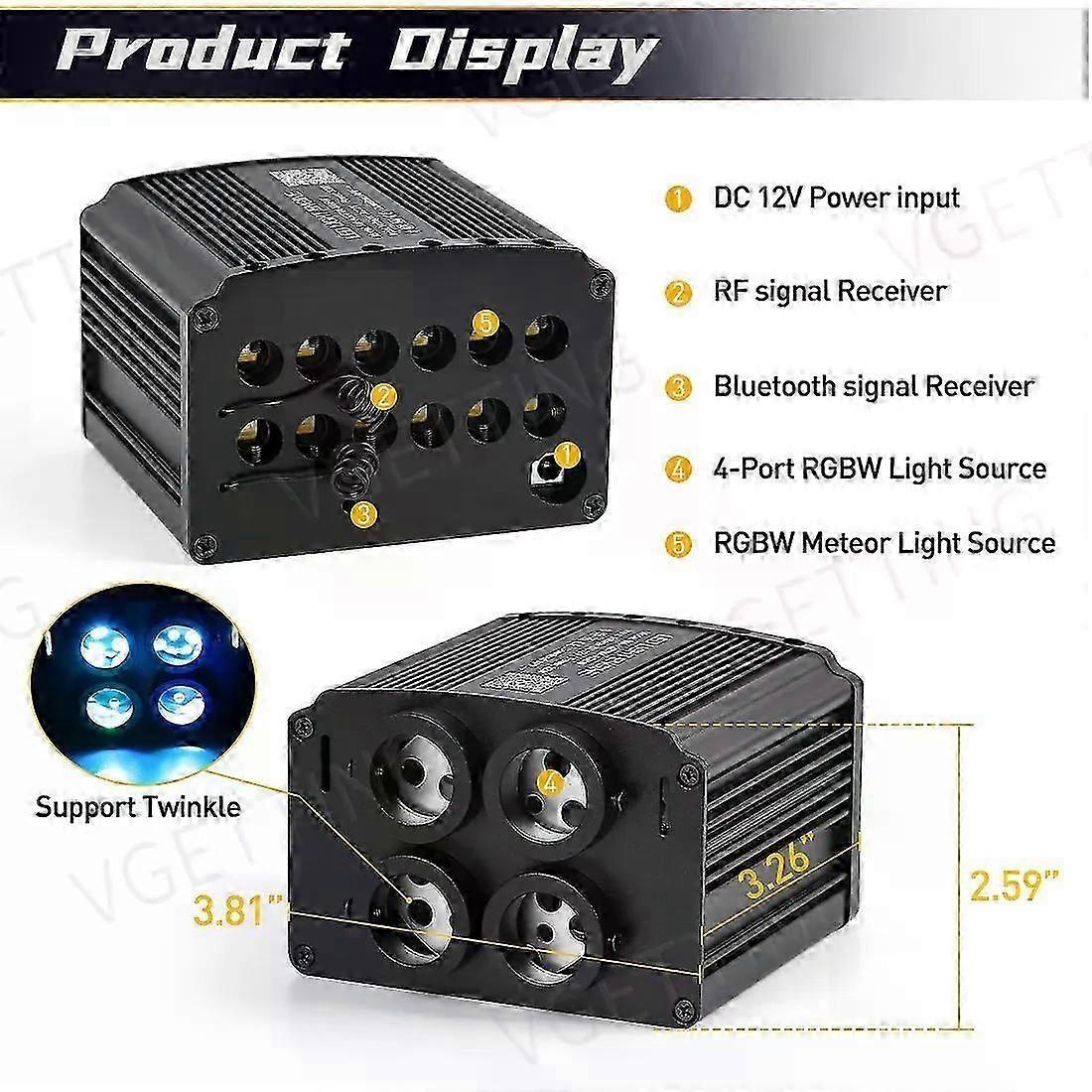 4 Port Twinkle Car Roof Shooting Star Light RGBW Meteor Ceiling LED ...