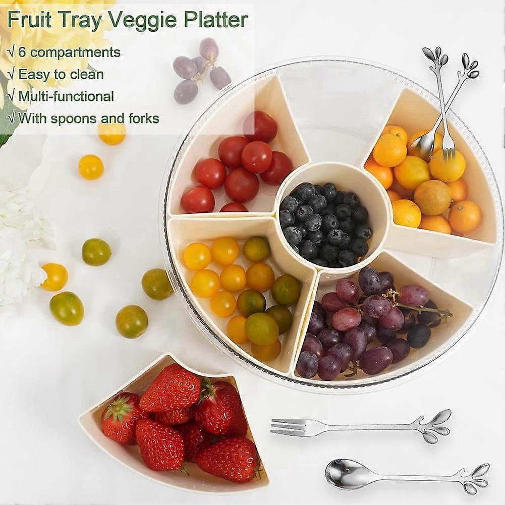 Six-Grid Rotating Snack Box Container with Handle | Fruugo UK