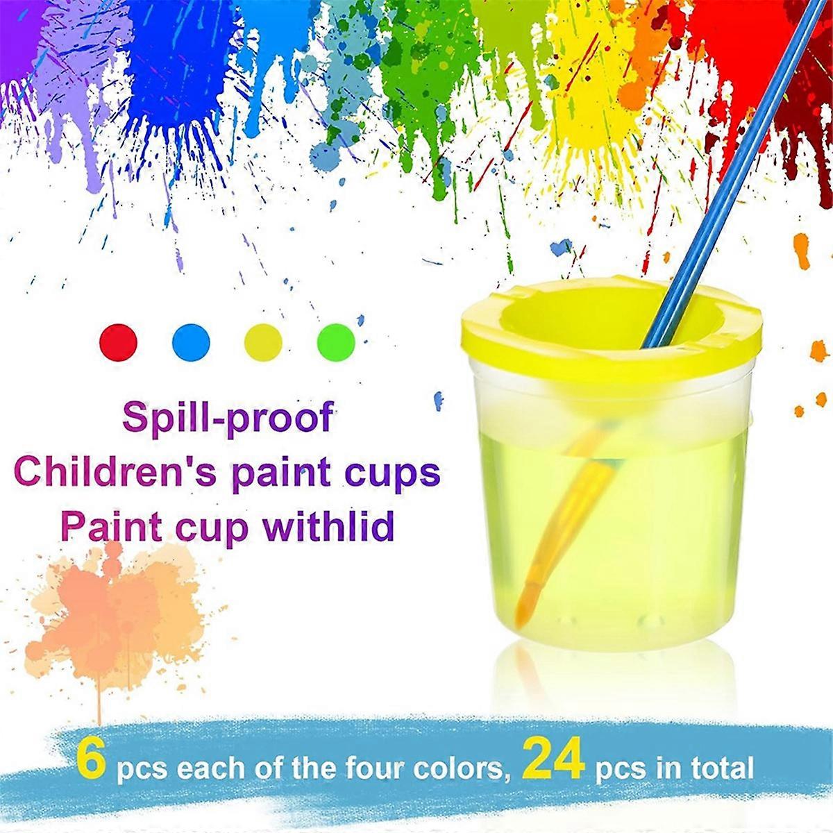 24 Packs Paint Cups with Lids - No Spill Paint Water Cup, Reusable ...