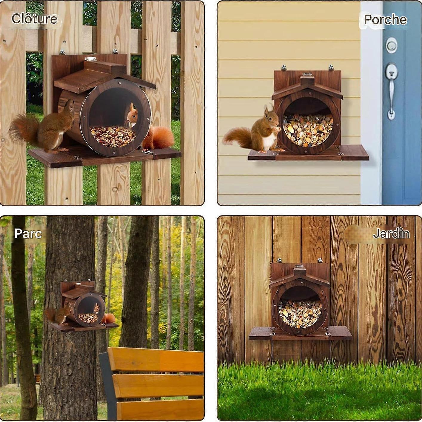 Outdoor Wooden Squirrel Feeder Tamias Feeder With Air Holes ...