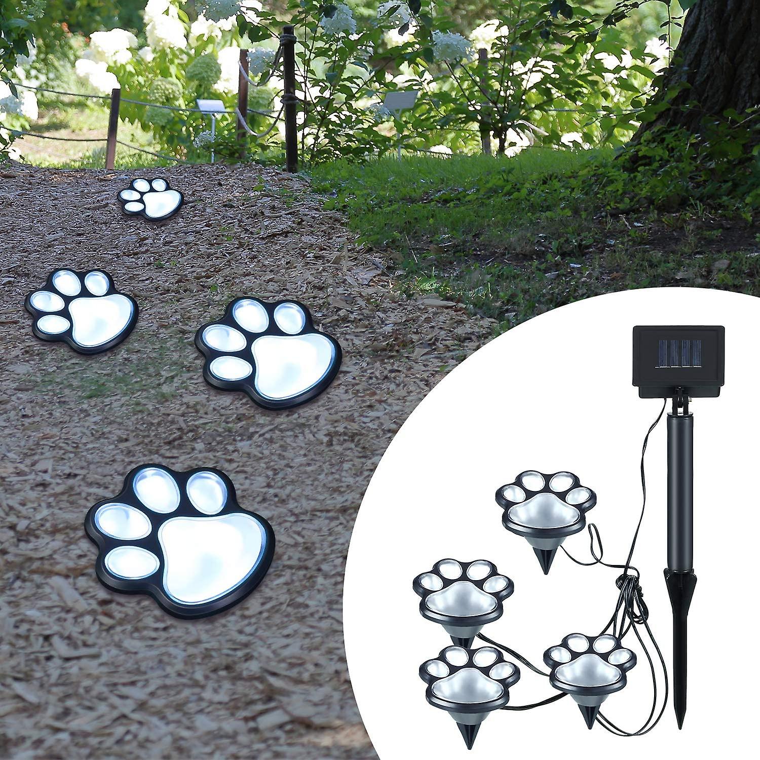 Outdoor Led Paw Solar Decor Lamp (set Of 4) Solar Dog Cat Animal Paw ...