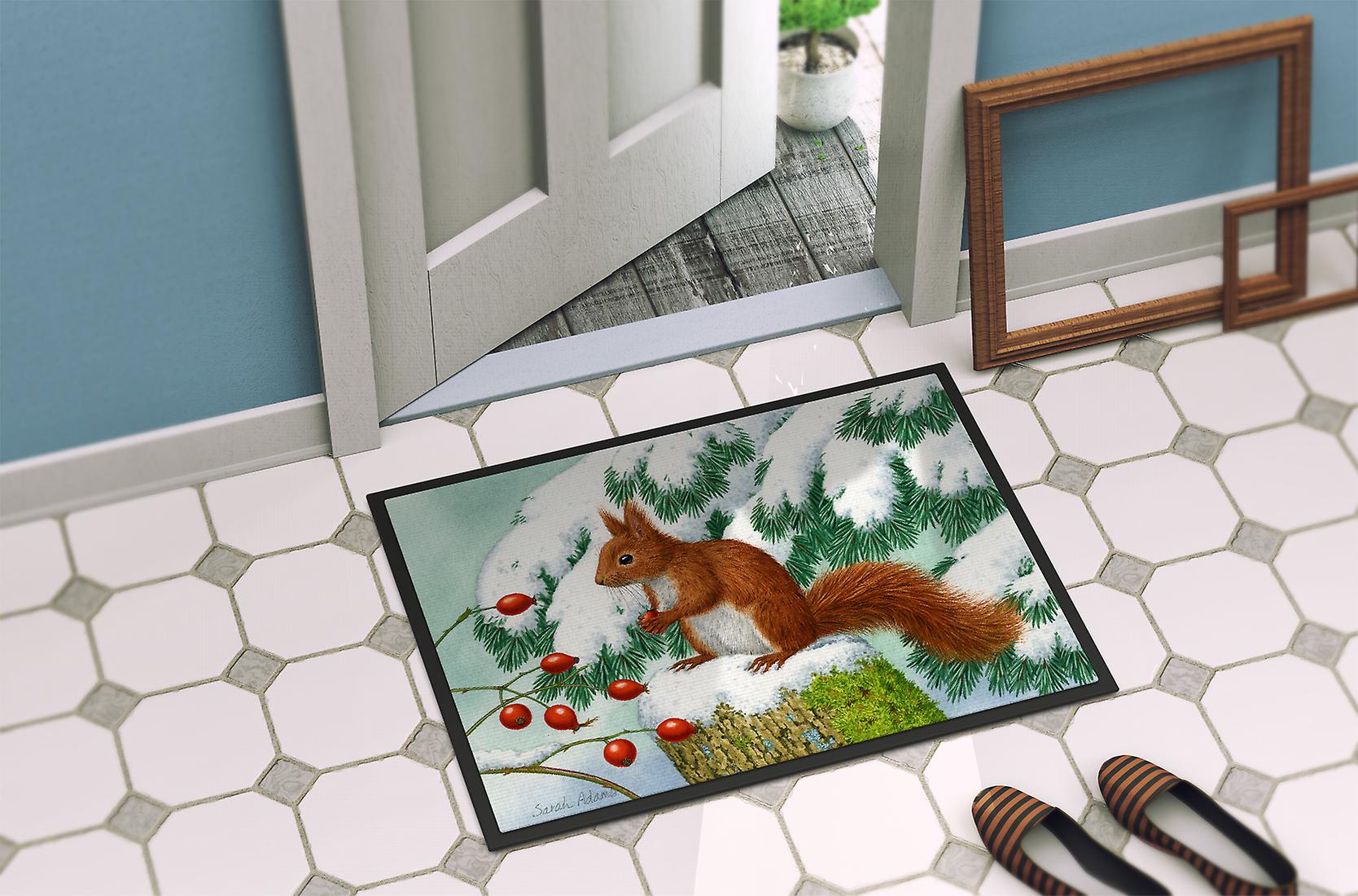 Winter Red Squirrel Door Mat, Indoor Rug or Outdoor Welcome Mat 18x27 ...