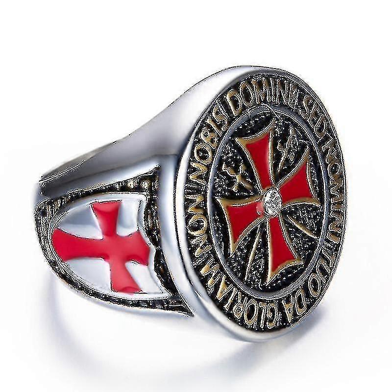 Knights Templar Rings For Men, Stainless Steel Crusader Cross Biker ...