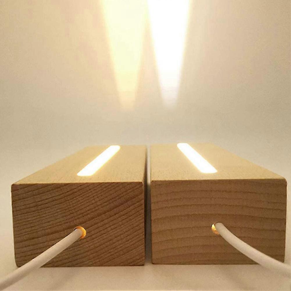 Wooden Rectangle Light Base,Wood LED Display Base Pedestal Light Lamp ...
