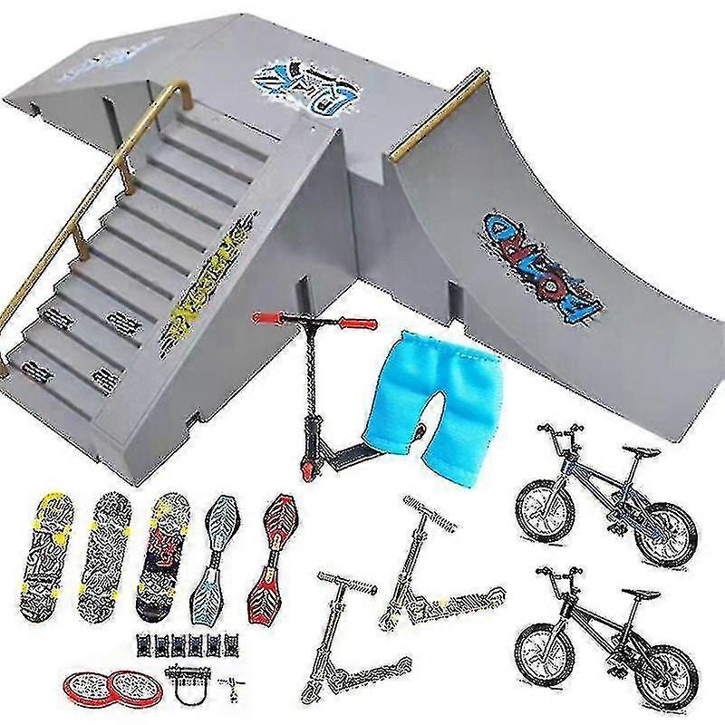 Children Finger Skateboards Skate Toy Skate Park Ramp Set Tech Practice ...