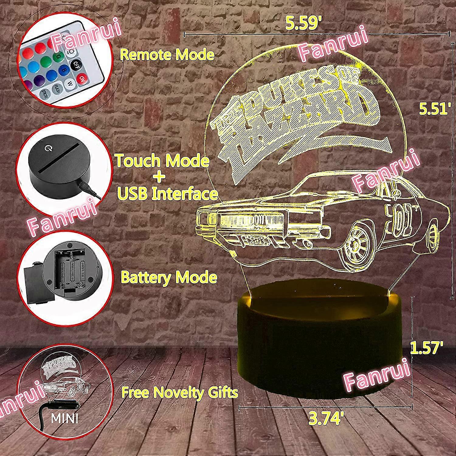 Wekity 3D Lamp 01 AUTO The Dukes of Hazzard General Lee Car Night Light ...