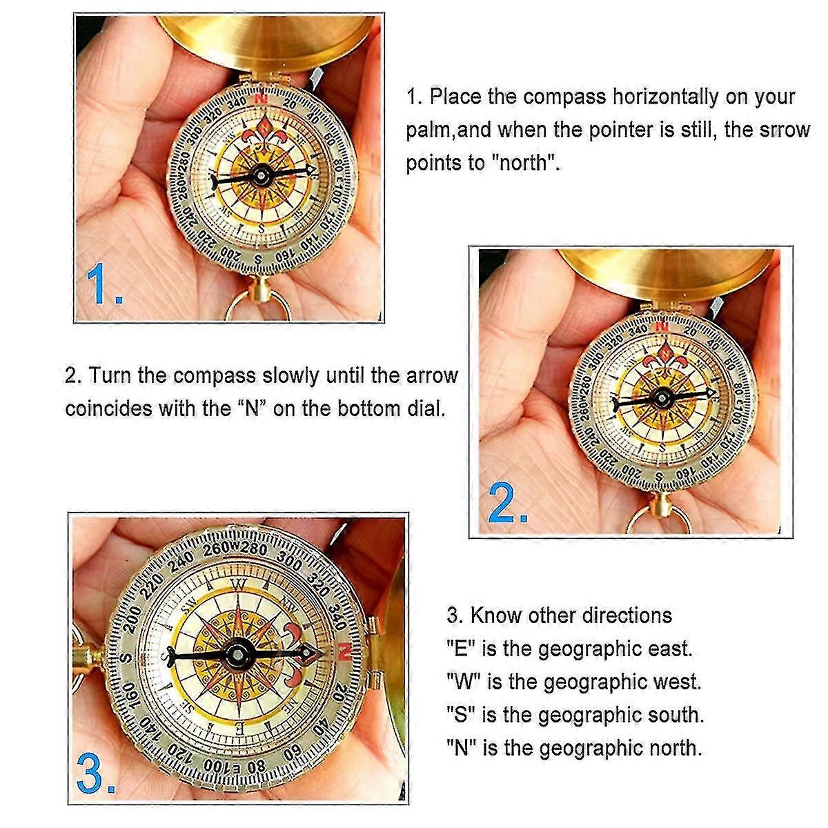 Compass For Navigation, Vintage Pocket Compass With Luminous Function, Waterproof Military ...