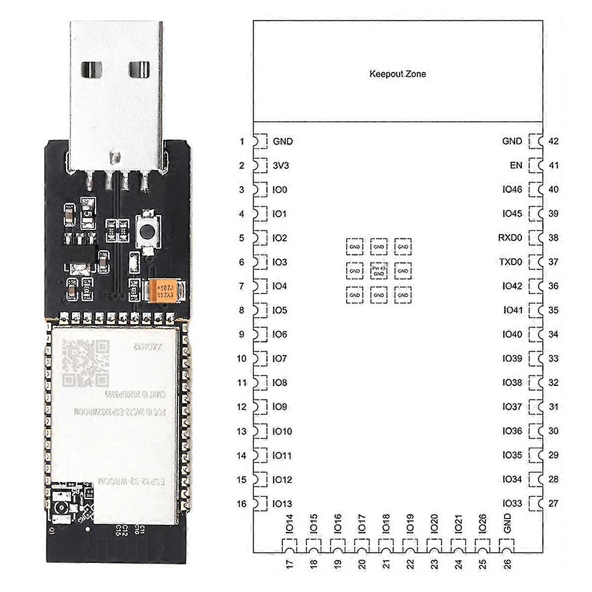 ESP32-S2 Development Board Onboard ESP32-S2-WROOM Module USB Port for 9 ...