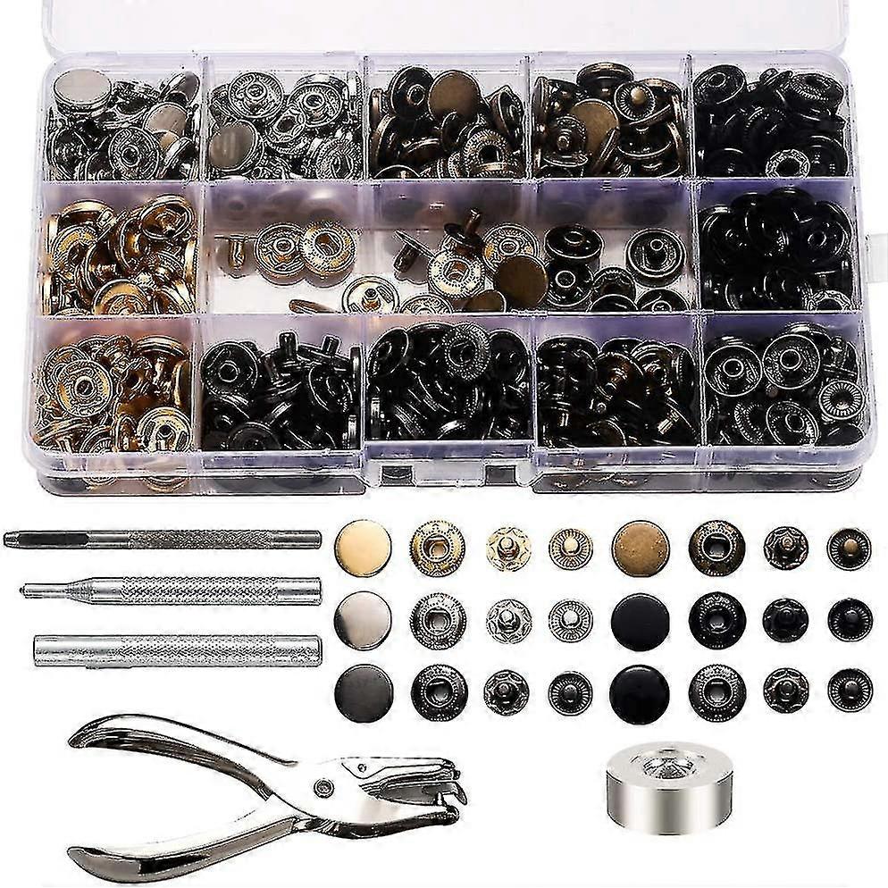 Snap Clasps Kit,120 Set Metal Button Snaps Press Studs With Punching ...