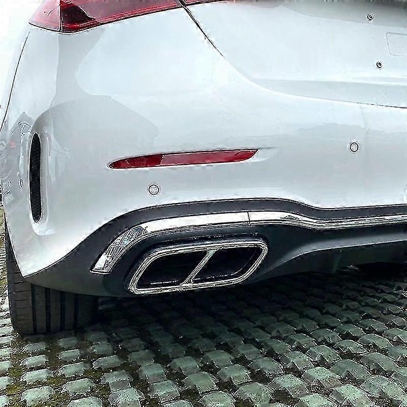 Silver AMG Car Tail Throat Exhaust Pipe Muffler Tip Cover for Mercedes ...