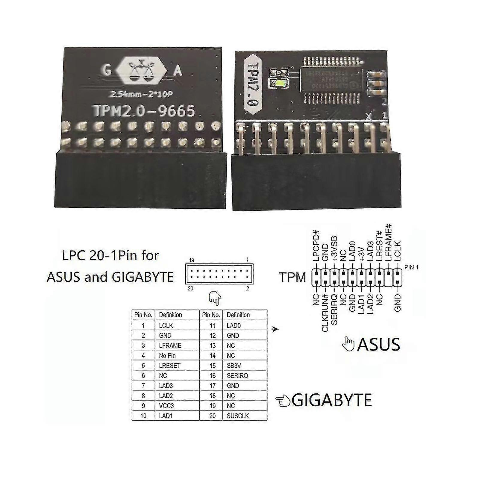 For Tpm-l R2.0/gigabyte Gc-tpm 2.0 Compatible Trust Platform Module 20 ...
