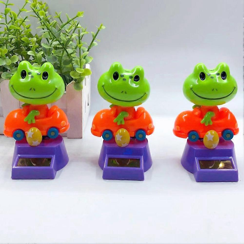 Creative Plastic Solar Power Frog Car Ornament Flip Flap Pot Swing Kids ...