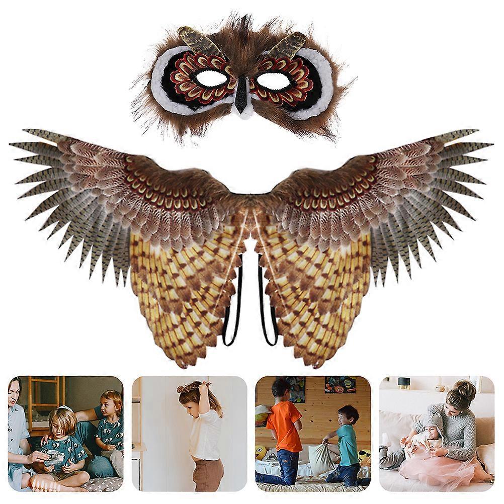 1 Set Owl Wings Mask Animal Owl Costume Set Stage Performance Prop Kids ...