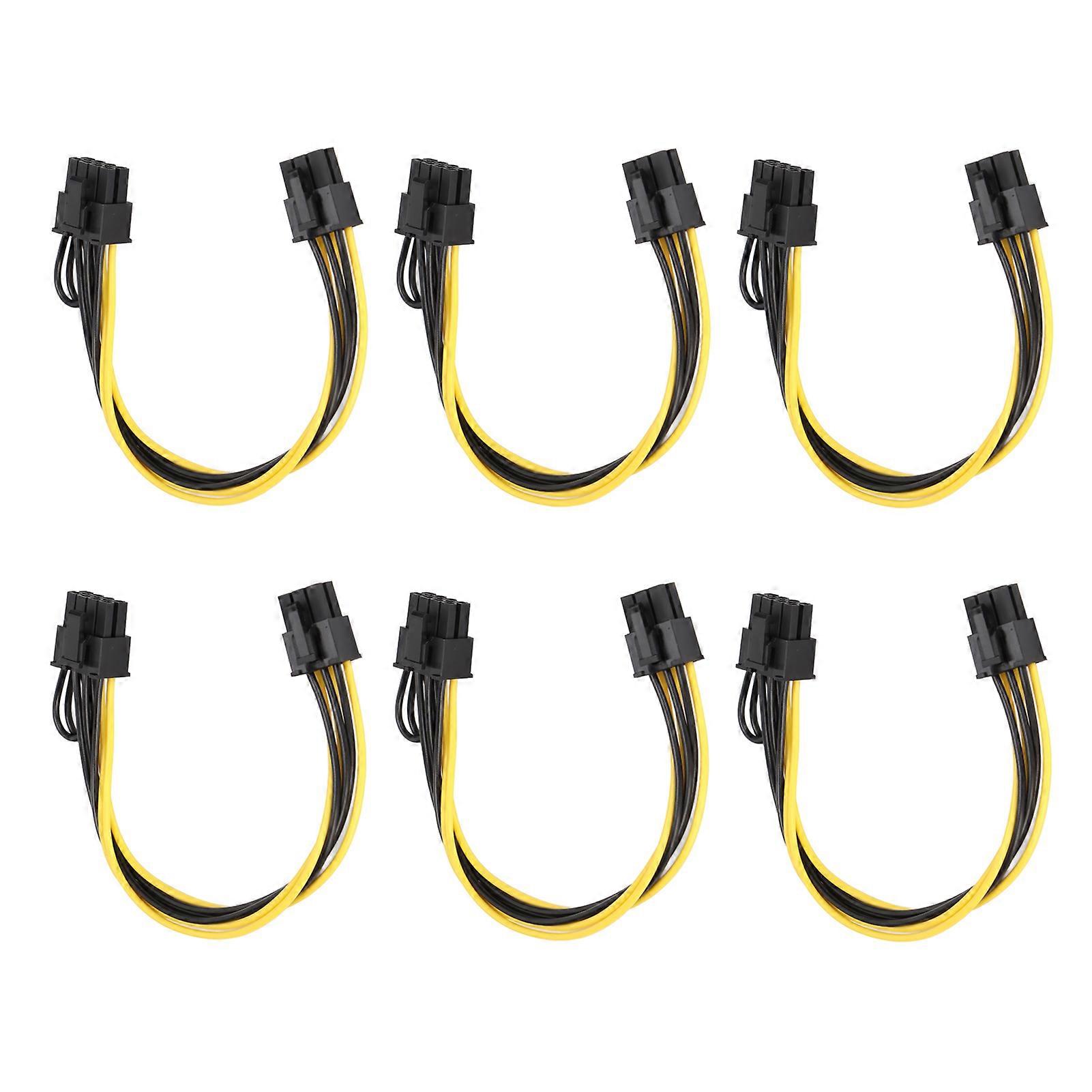 6Pcs GPU Power Cables PCIE 6Pin to 8Pin Male to Male 20cm Power Supply ...