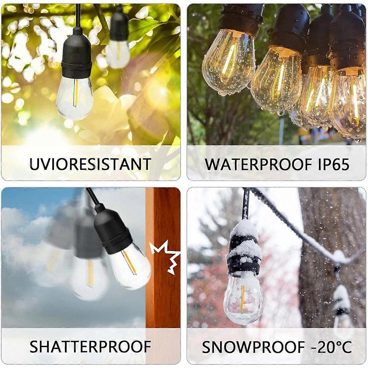 30-Pack Outdoor String Light Bulbs, Waterproof S14 Replacement Bulb ...