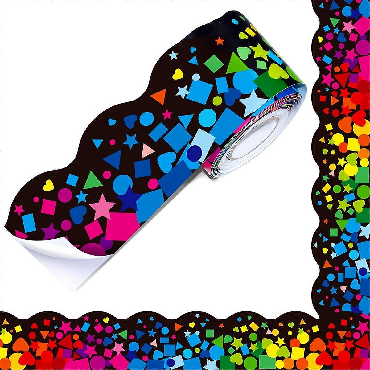 1 Roll 59 Feet Self Adhesive Bulletin Board Borders, Scalloped Confetti ...