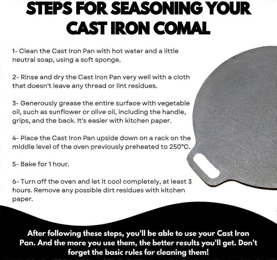 Cast Iron Skillet Non-Stick Comal for Tortillas 12 Inch Heavy Duty ...