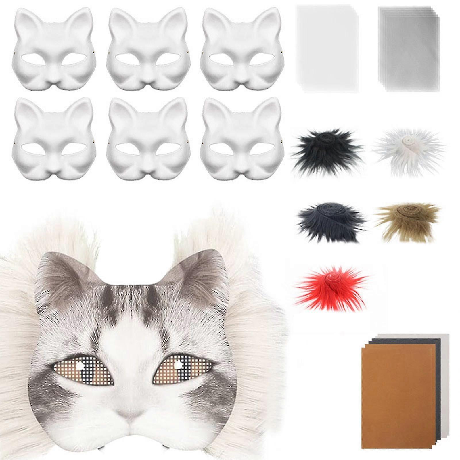 Therians Mask Set Furs,Eye Mesh,Felts Sheet DIY Foxes Cats Mask to ...
