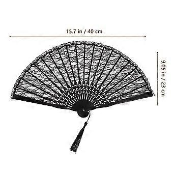 Lace Folding Fan Spanish Victorian Hand Fan for Summer Use Black ...
