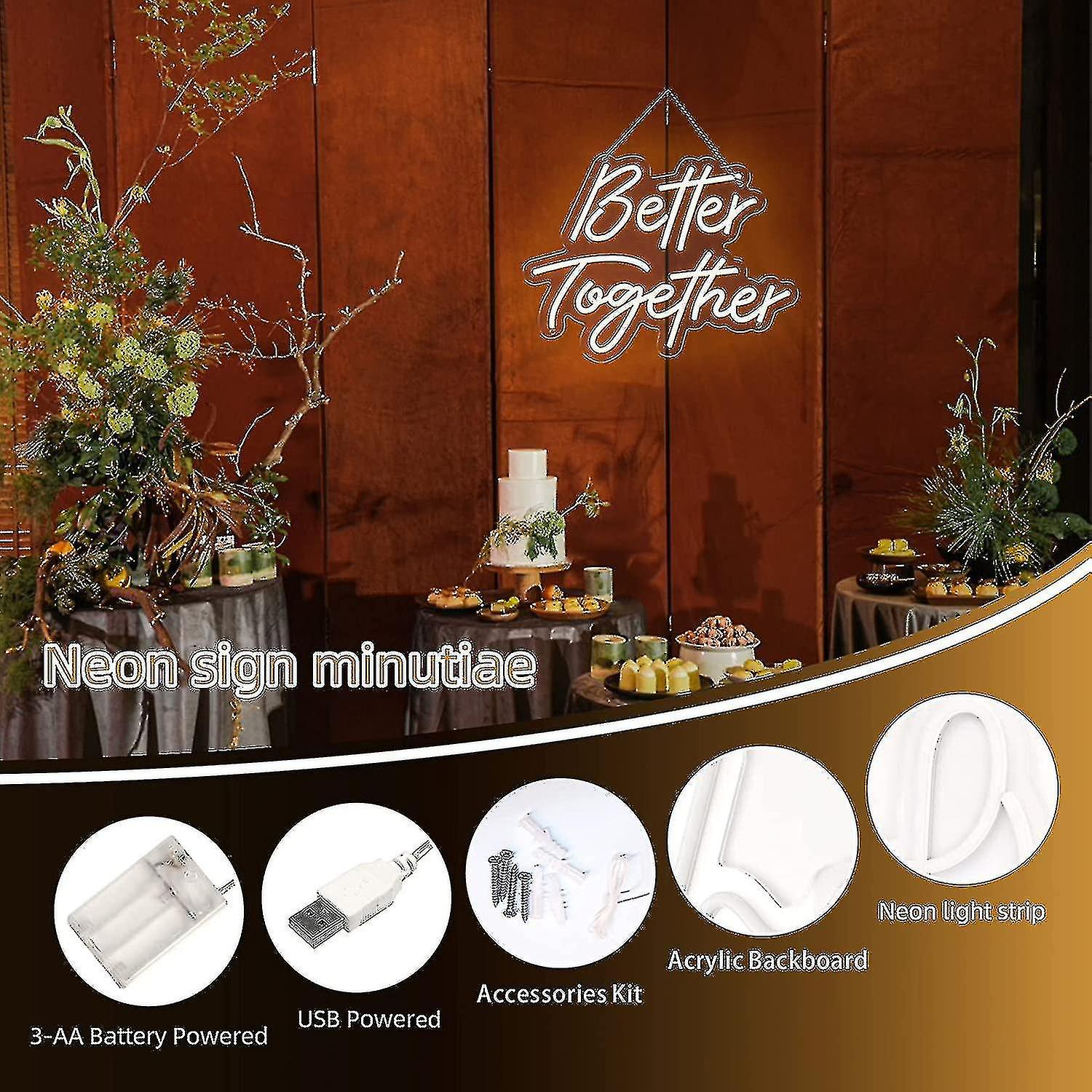 Better Together Neon Sign For Wall Decor, Battery Or Usb Powered Better ...