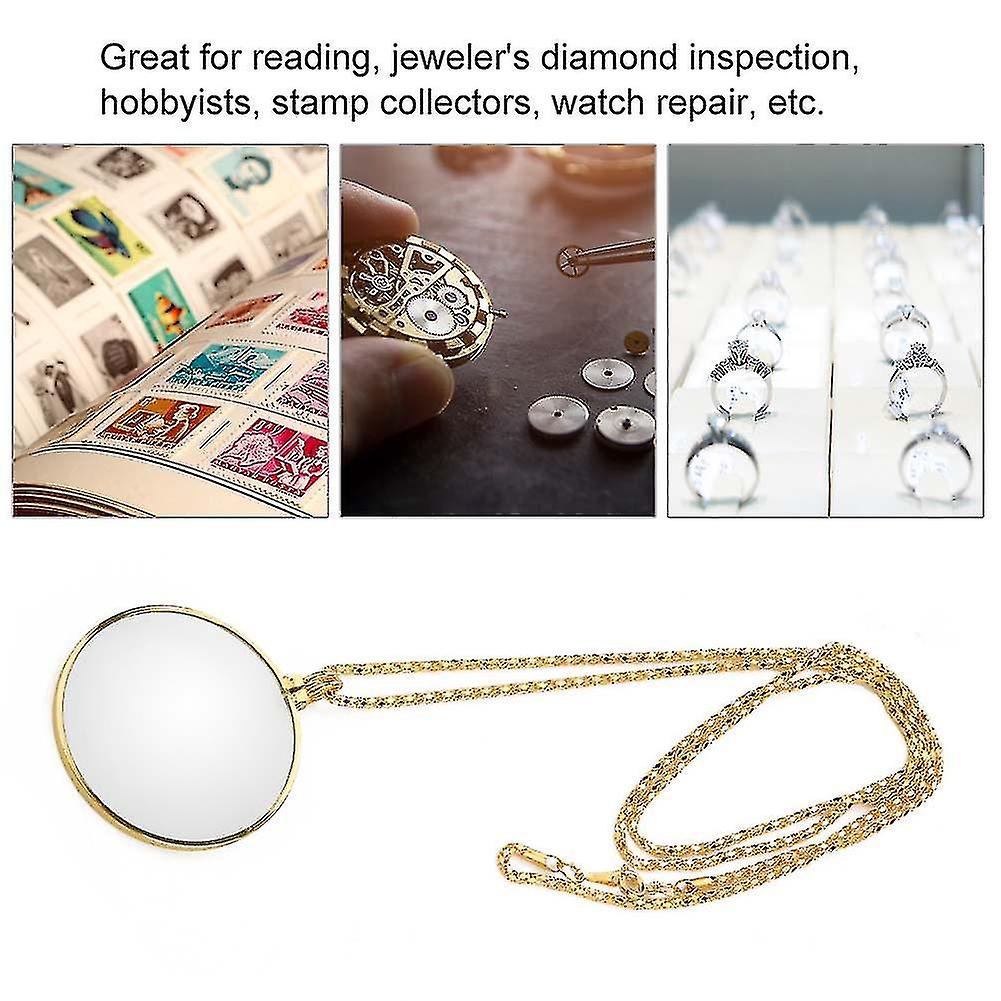 5x Magnifier Monocle Lens Necklace Magnifying Glass Loupe (gold ...