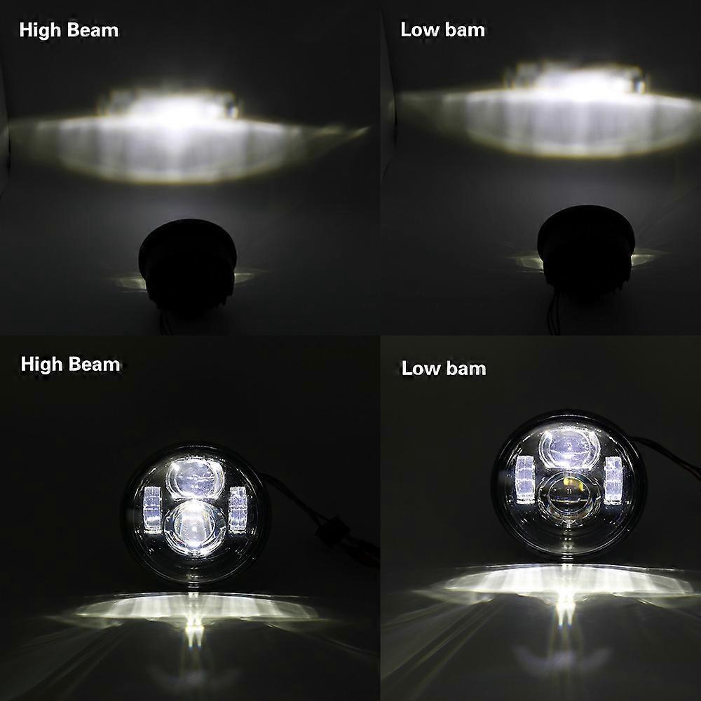 4.5" Twin Dual Led Headlight For Motorcycle Fat Bob Fxdf '08-later ...