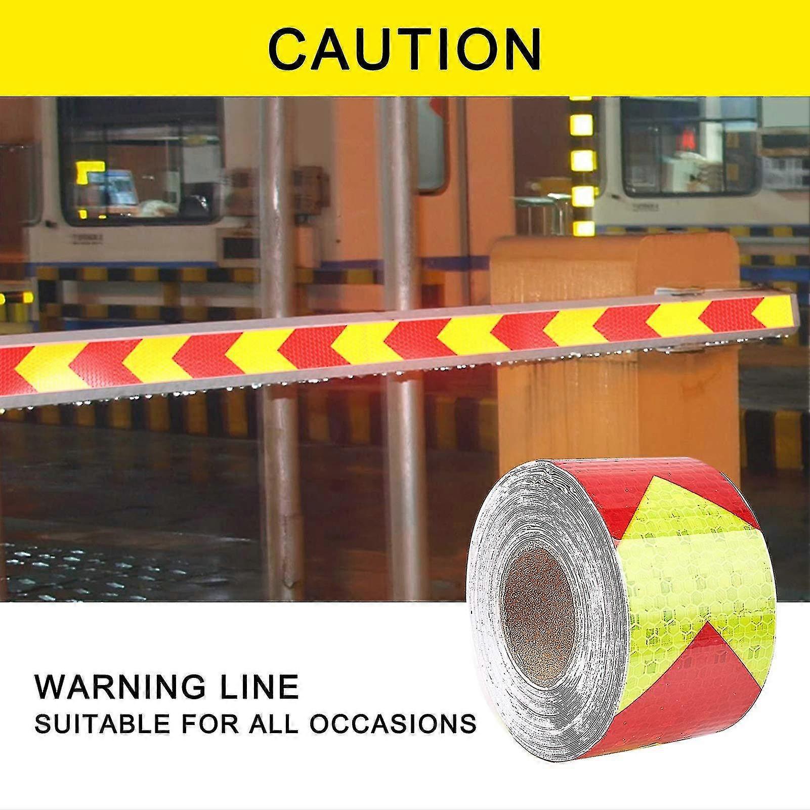 2" X 33ft Reflective Hazard Warning Tape Red Yellow High Intensity ...