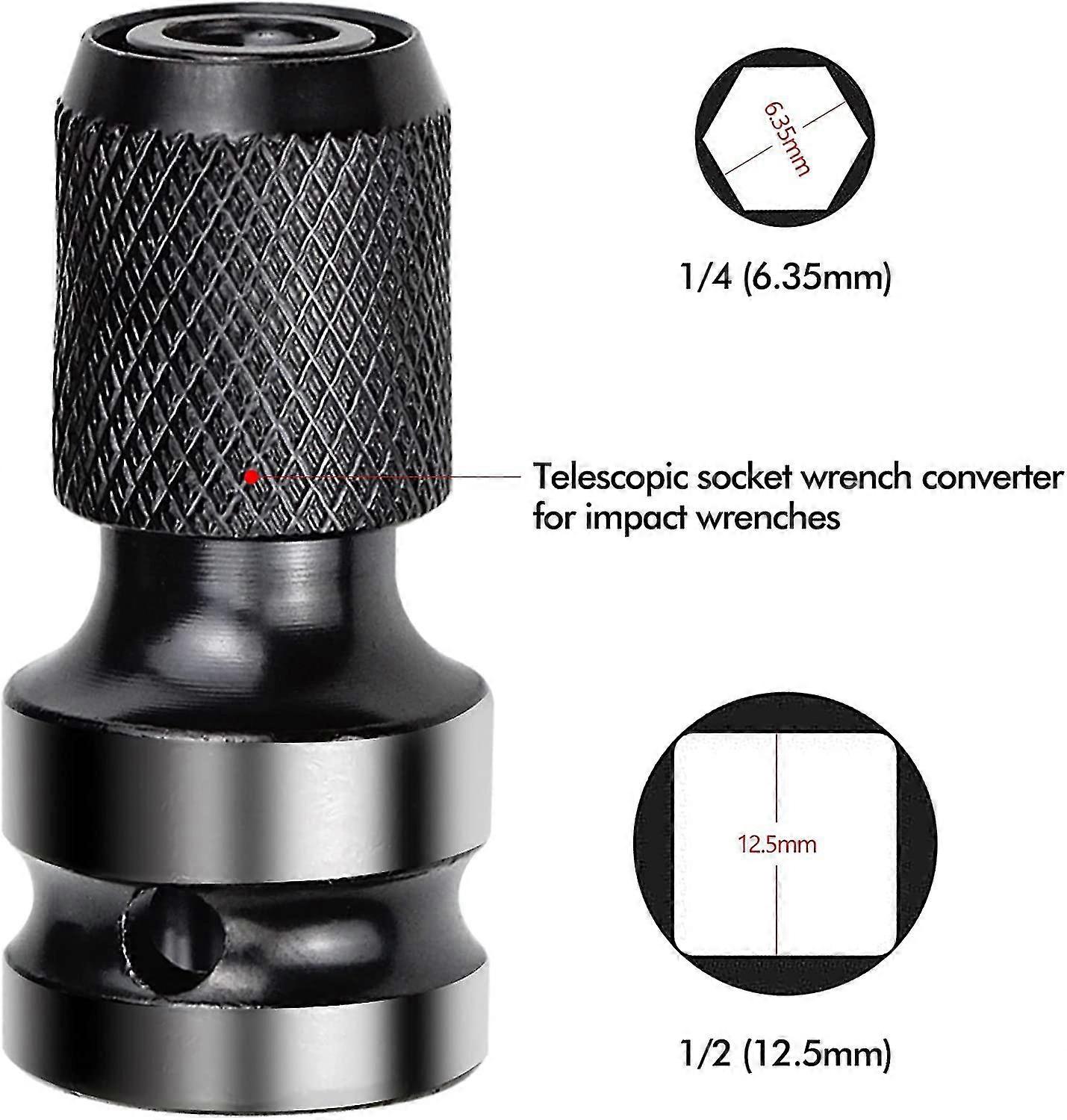 Lmpact Adaptor 1/2 Square Drive To 1/4 Hex Shank Socket Adapter Quick ...