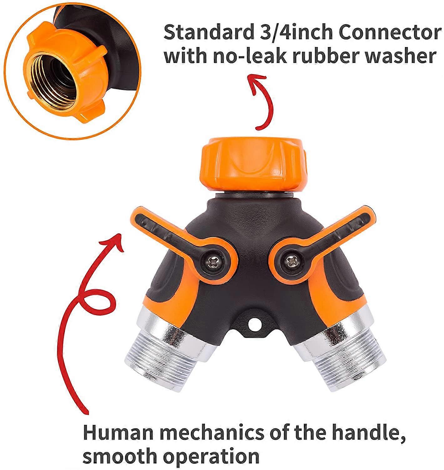 Garden Hose Splitter 2 Way Heavy Duty, Y Water Hose Bib Adapter, 3/4 ...