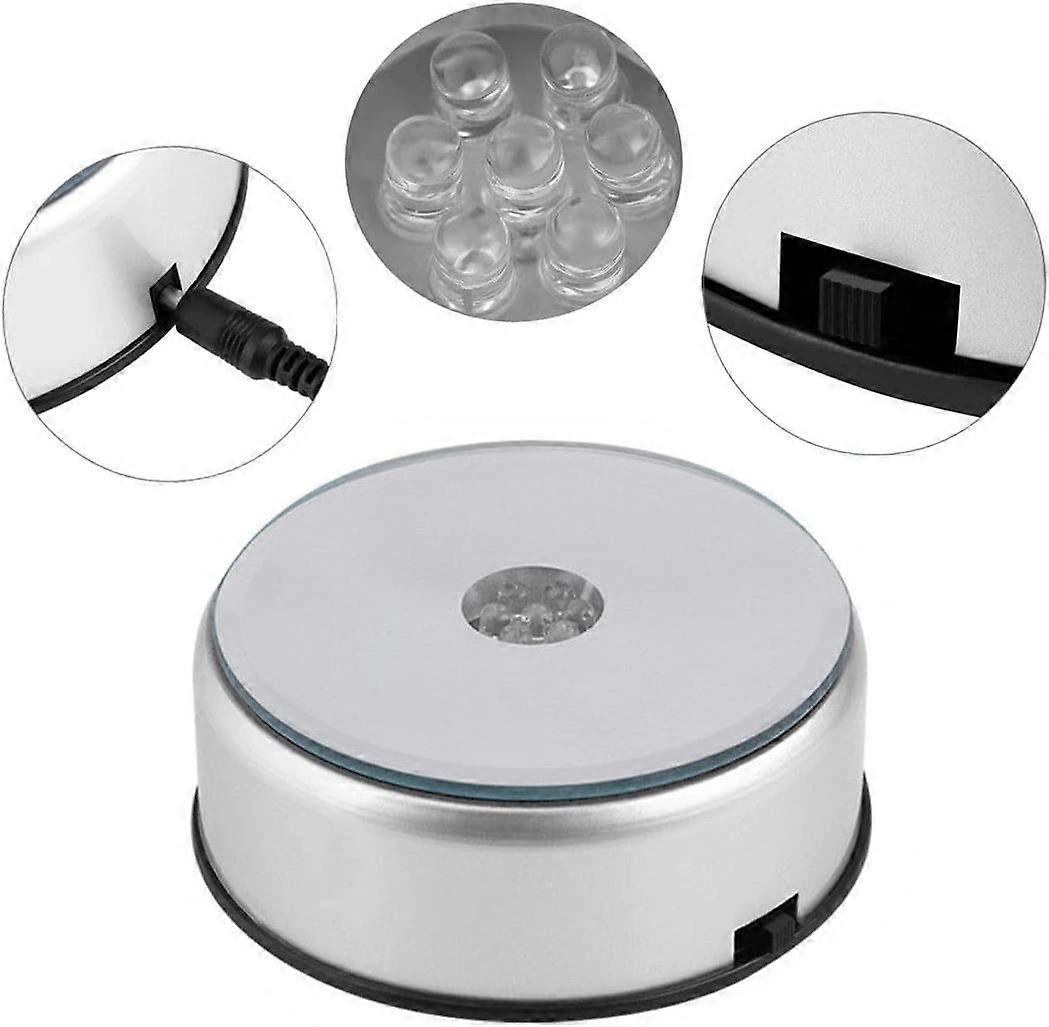 7 LED Light Crystal Display Stand Base, 7 Colored Rotating Crystal ...