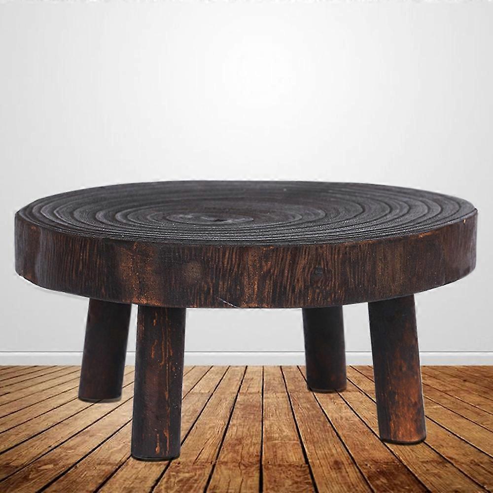 Rustic Decorative Round Wood Pedestal Plant Pot Riser Plant Stand ...