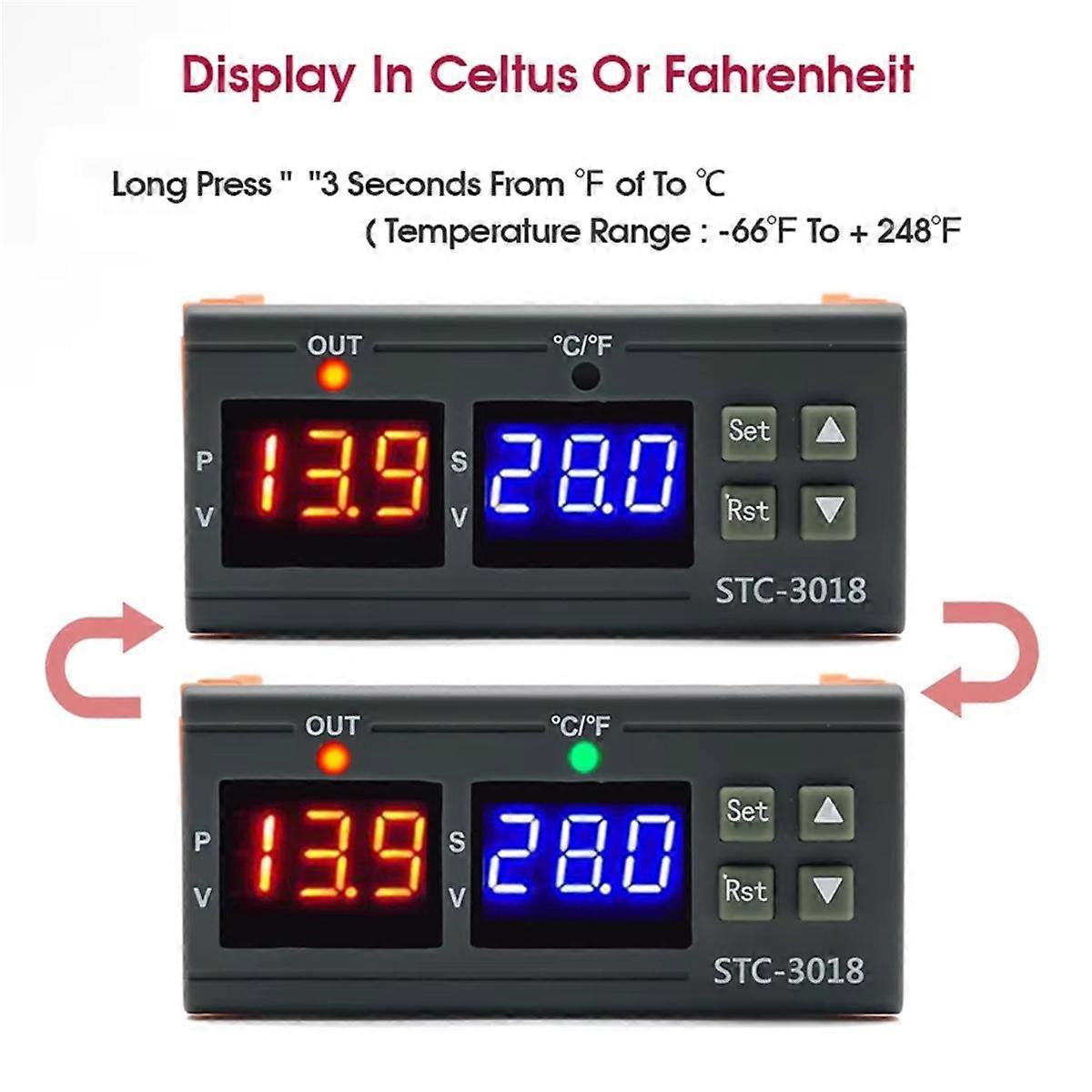 STC-3018 Dual Digital Temperature Controller Two Relay Output ...