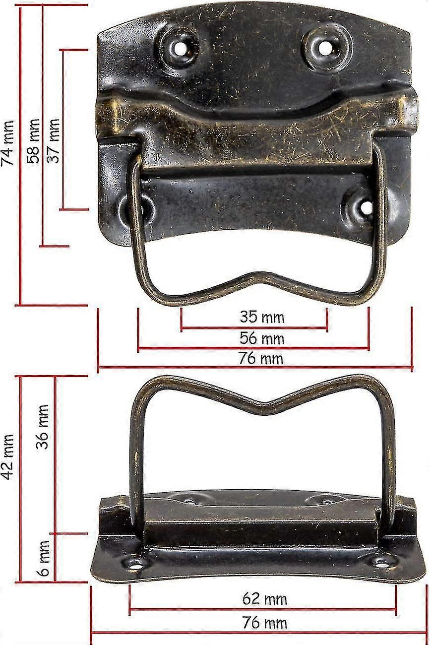 Set Of 4 Antique Folding Handles For Chests, Boxes, Chests Of Drawers ...