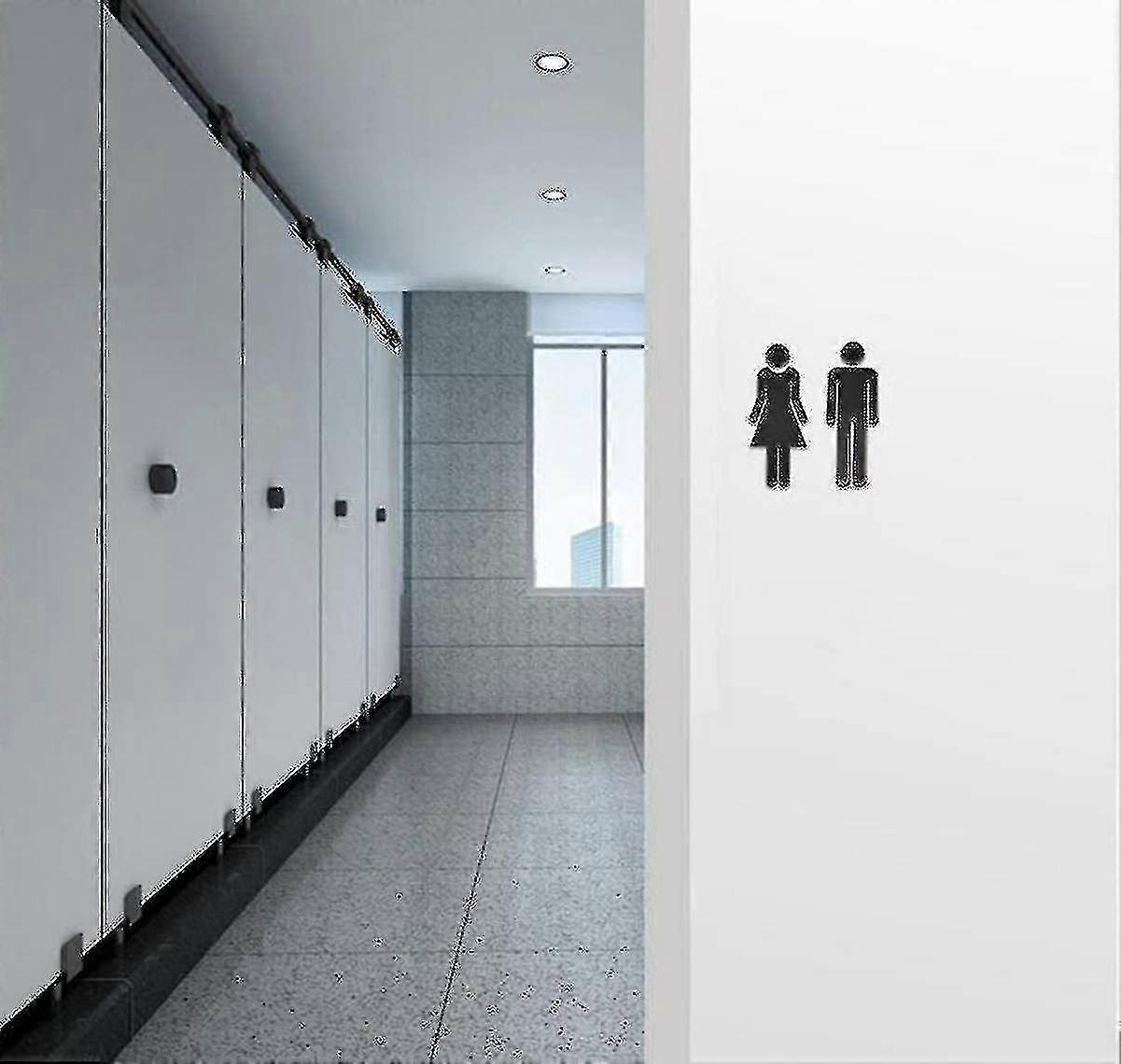 2 Pair 12x4cm Wc Door Plate Restroom Signs Male & Female Toilet ...