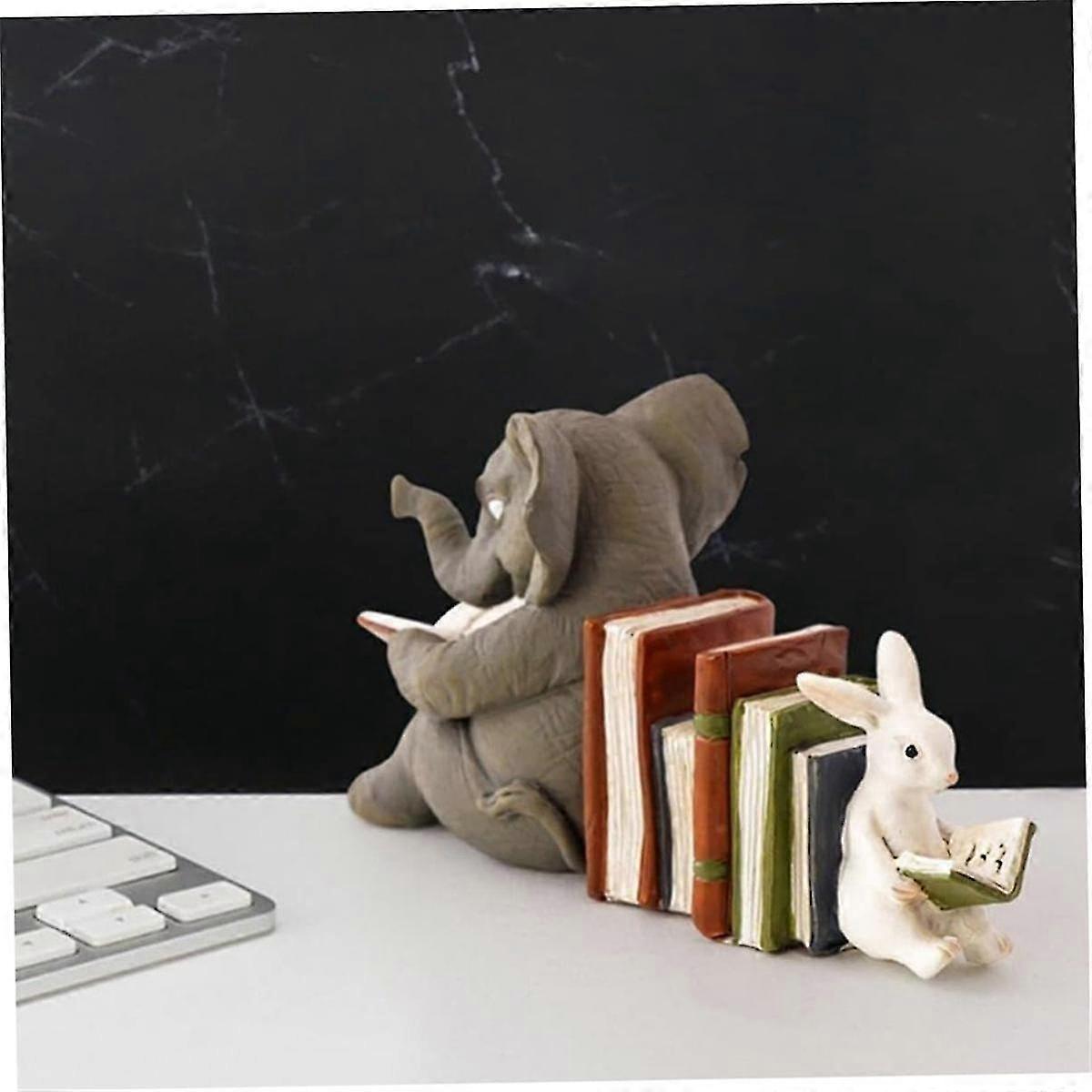 Bookshelf Bookends Home Decor Book Shelves Animal Figurine Elephant ...
