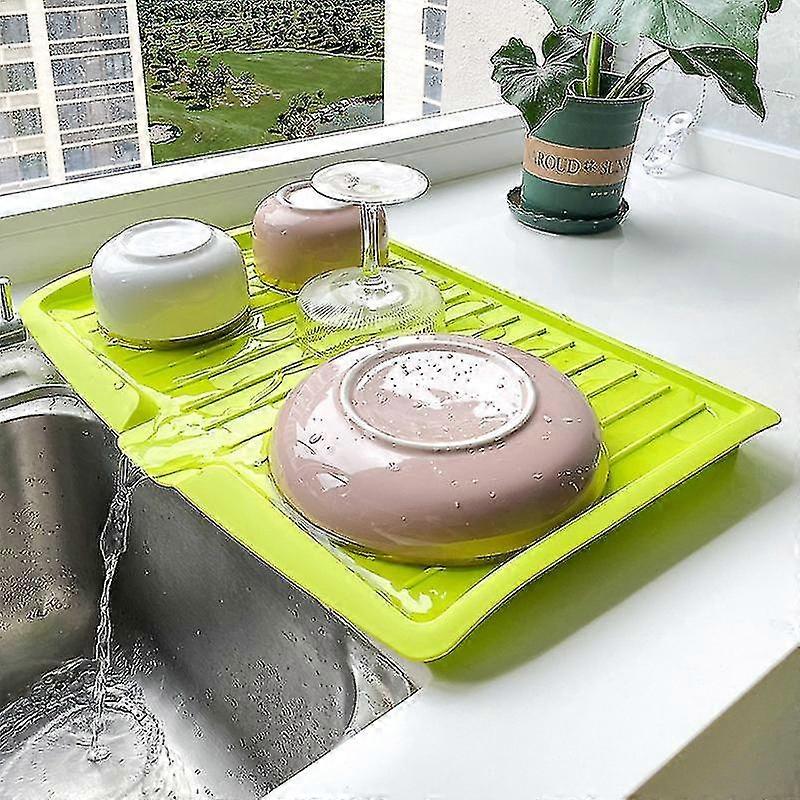 Dish Rack Drip Tray Dish Drainer Mat Plastic Kitchen Dish Drying Rack ...