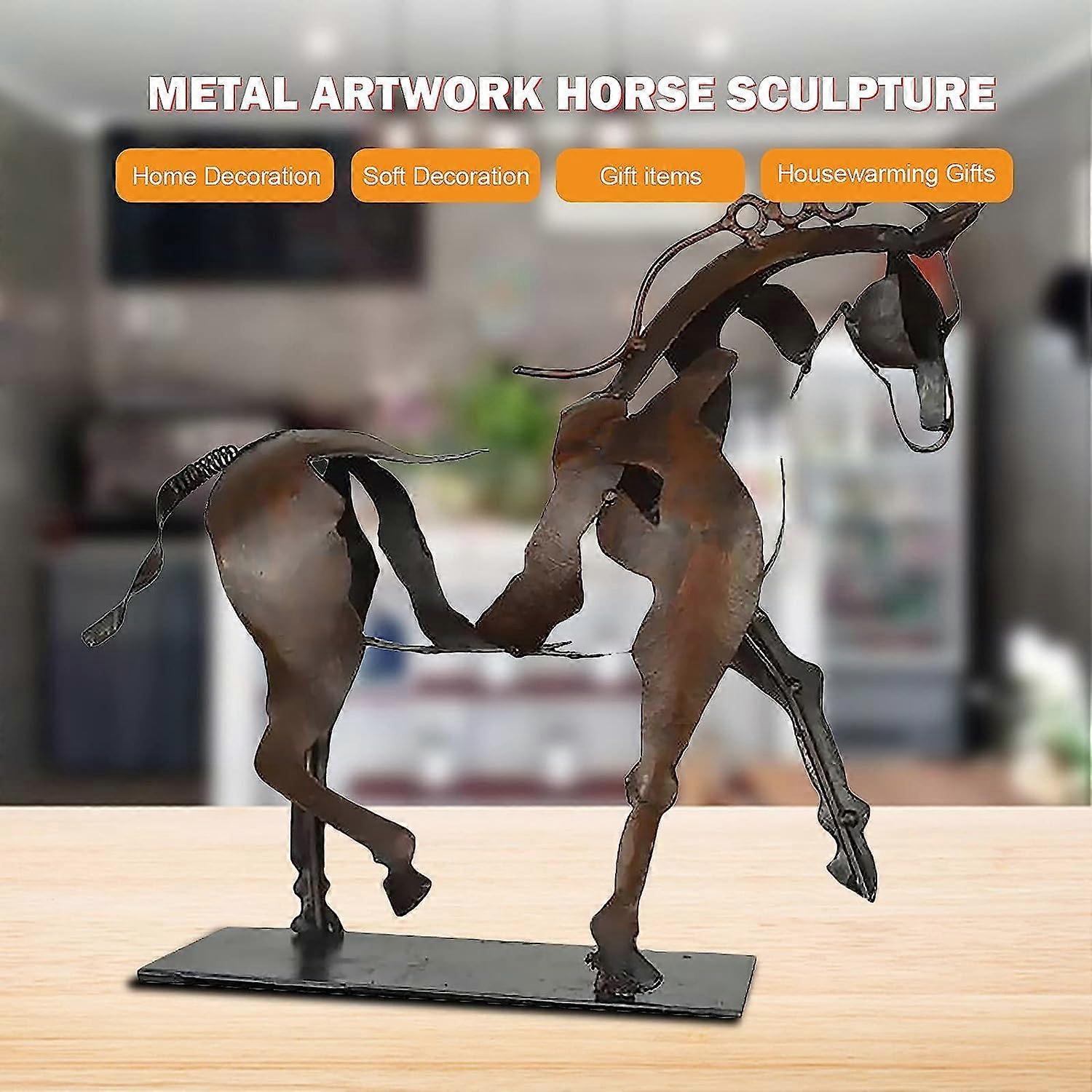 Metal Horse Sculpture, LED Modern Horse Handicraft Statue Figurine ...
