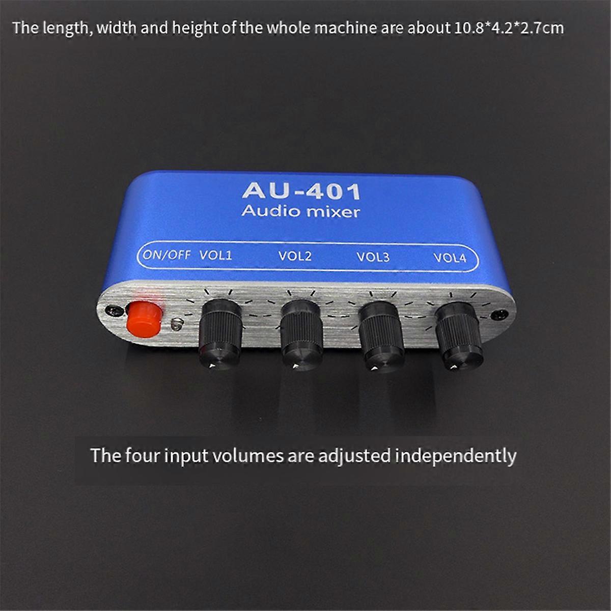 DC 5V-12V AU-401 Stereo Audio Mixer 4 Input 1 Output Individually ...