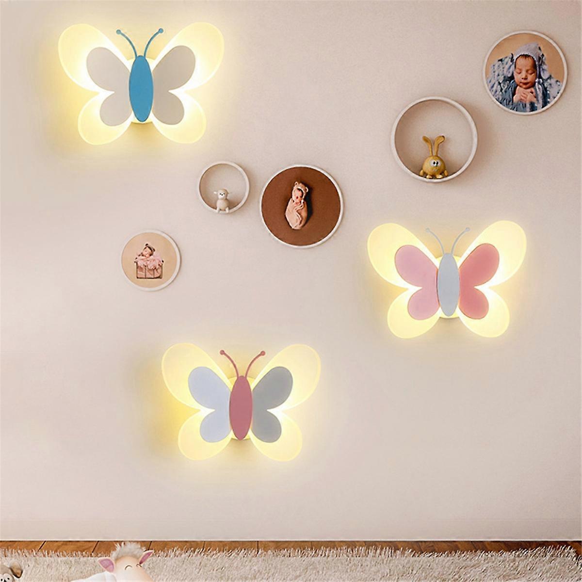 Children Bedroom Lamp Modern Butterfly Wall Lamps,Pink Wing & White ...