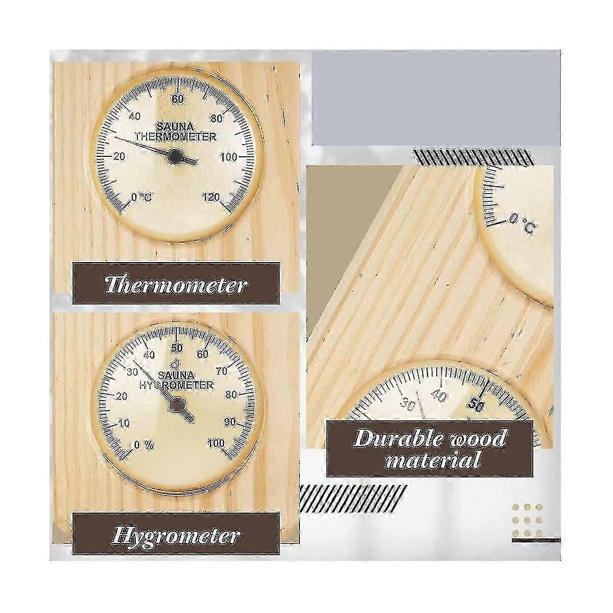 Wooden Sauna Thermometer Hygrometer 2-in-1, Humidity Temperature Gauge ...