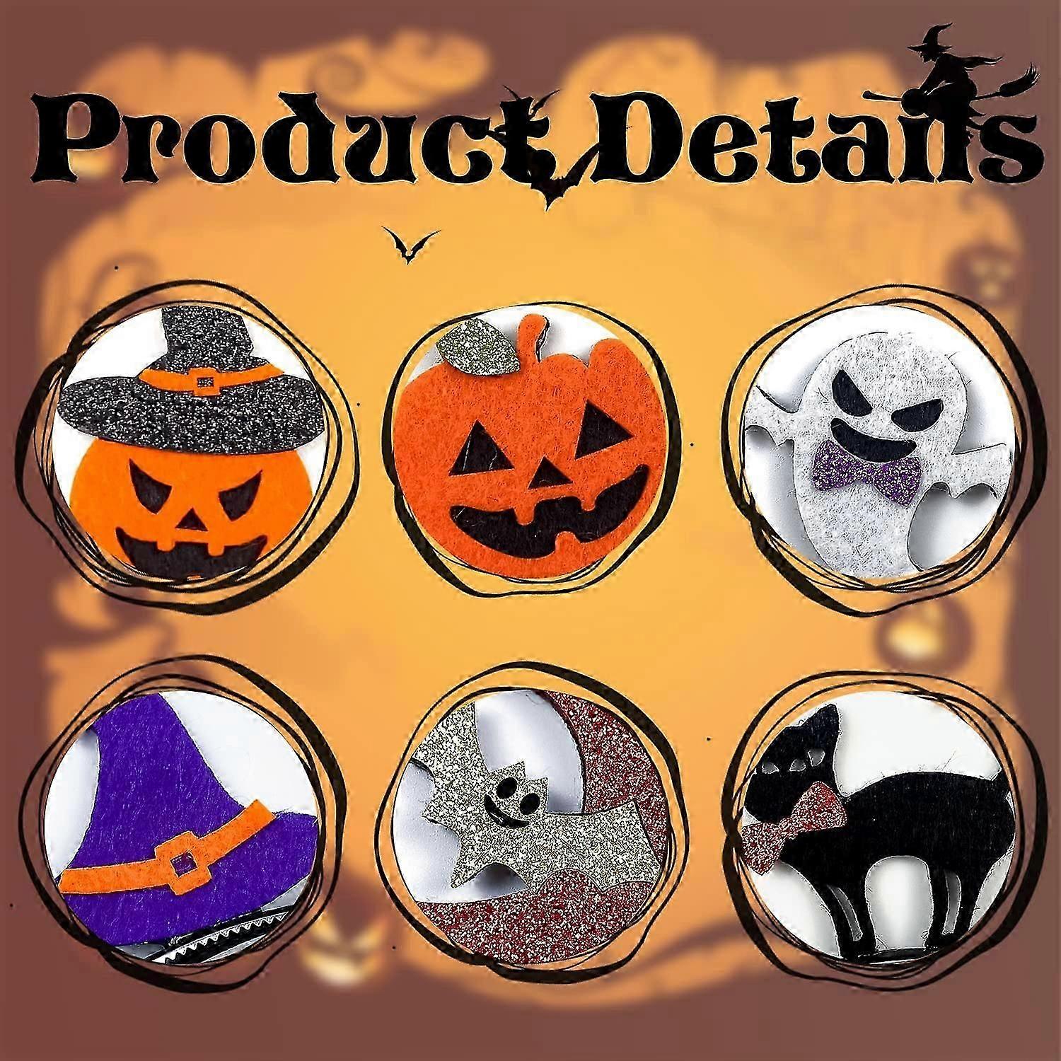 2025 Halloween Cartoon Hair Clips, Halloween Bat Witch Hat Hair Clips ...