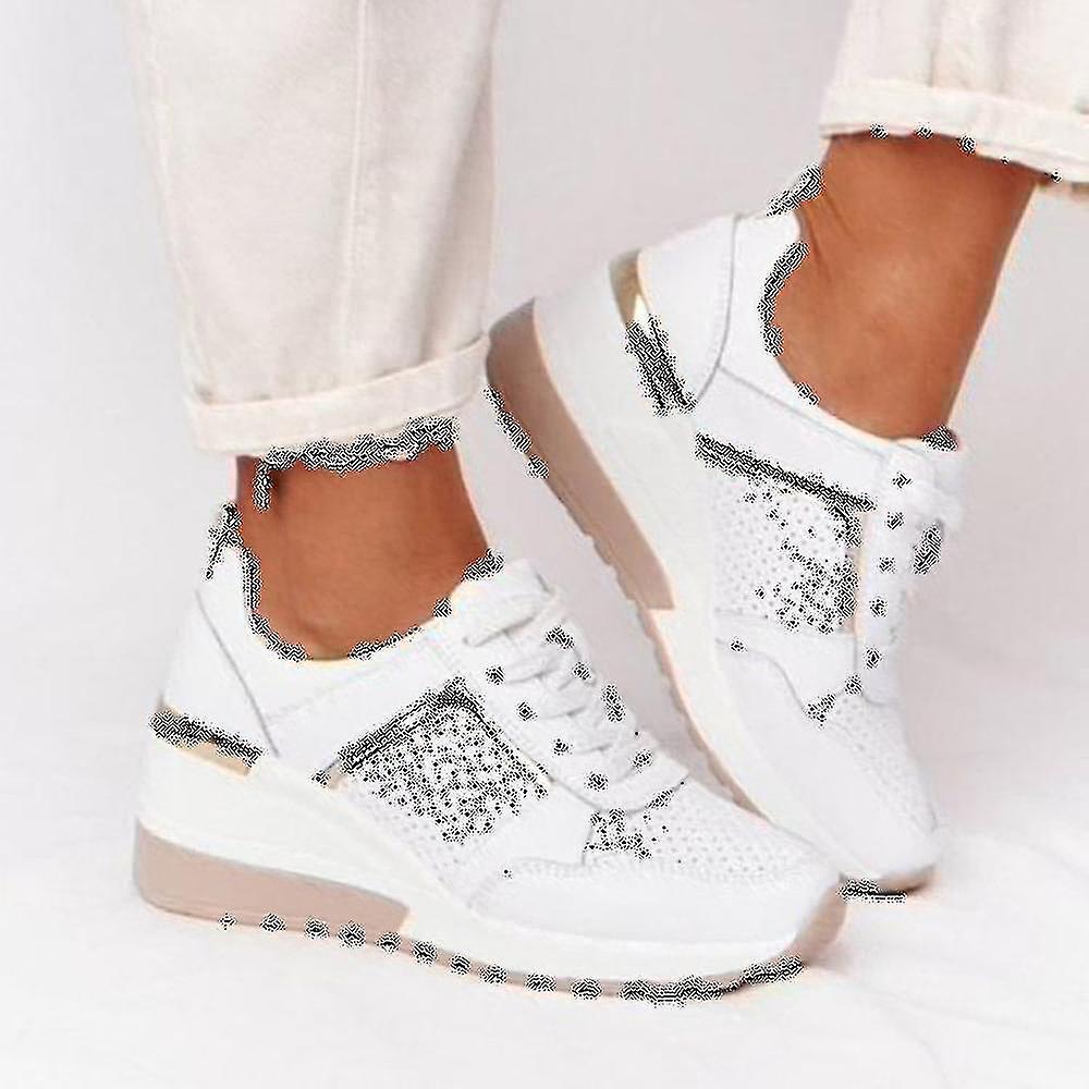 Lace-up Wedge Sports Snickers Women's Vulcanized Casual Comfy Shoes ...