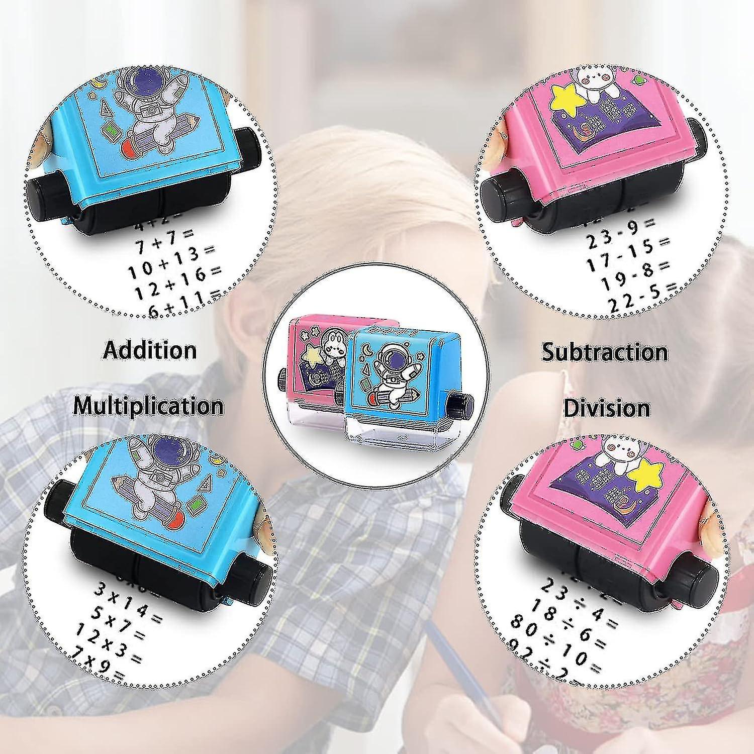 4 Pcs Math Roller Stamps,addition Subtraction Multiplication Division ...