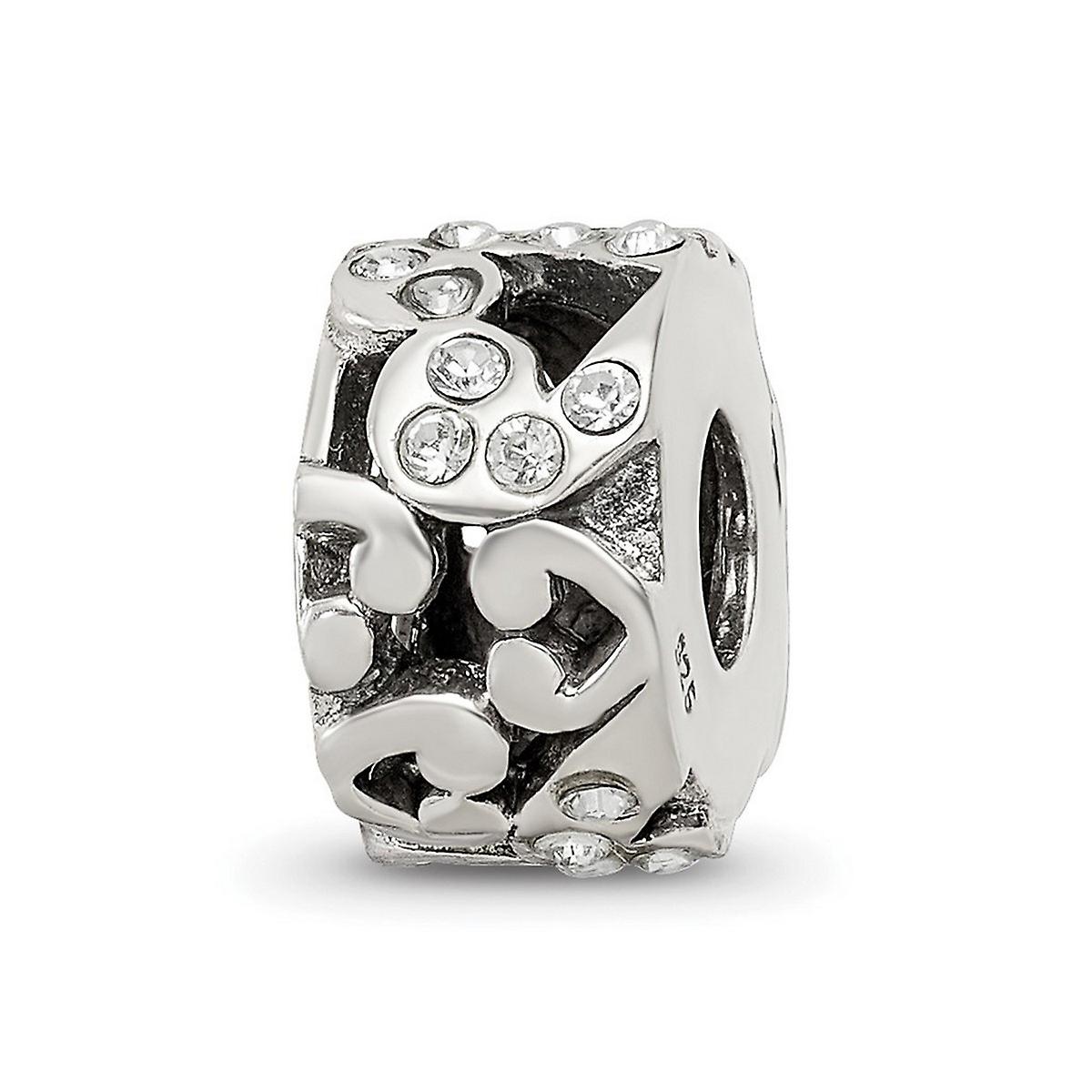 925 Sterling Silver Polished Artisan Oxidized Reflections Crystal Bead ...