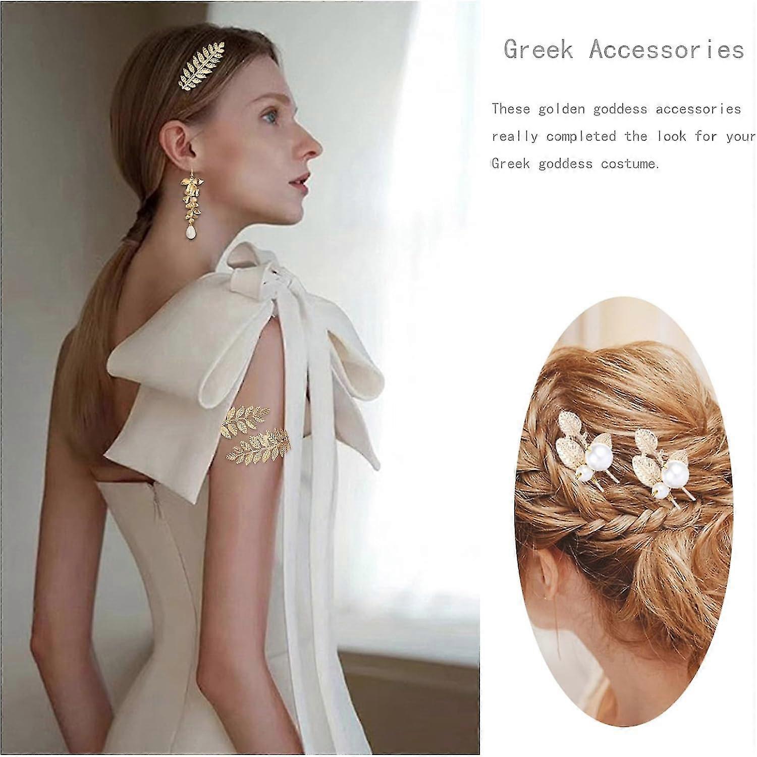 11pcs Greek Goddess Costume Accessories Set For Women Golden Laurel ...