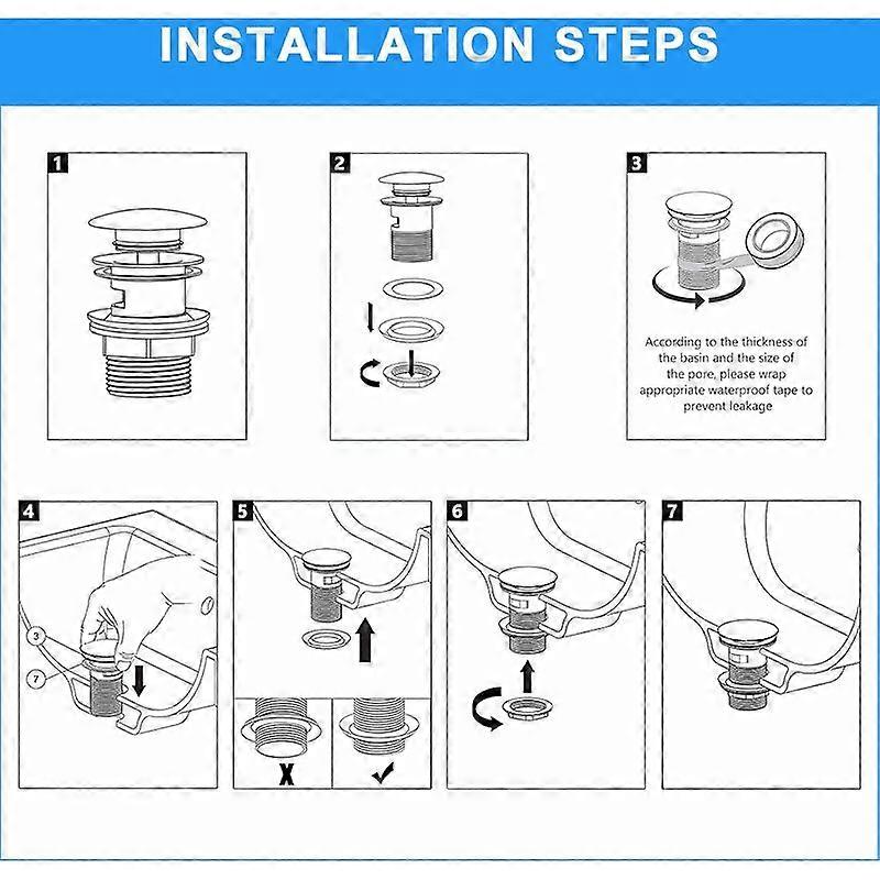 Universal drain with overflow for washbasins & vanity units Pop-up ...