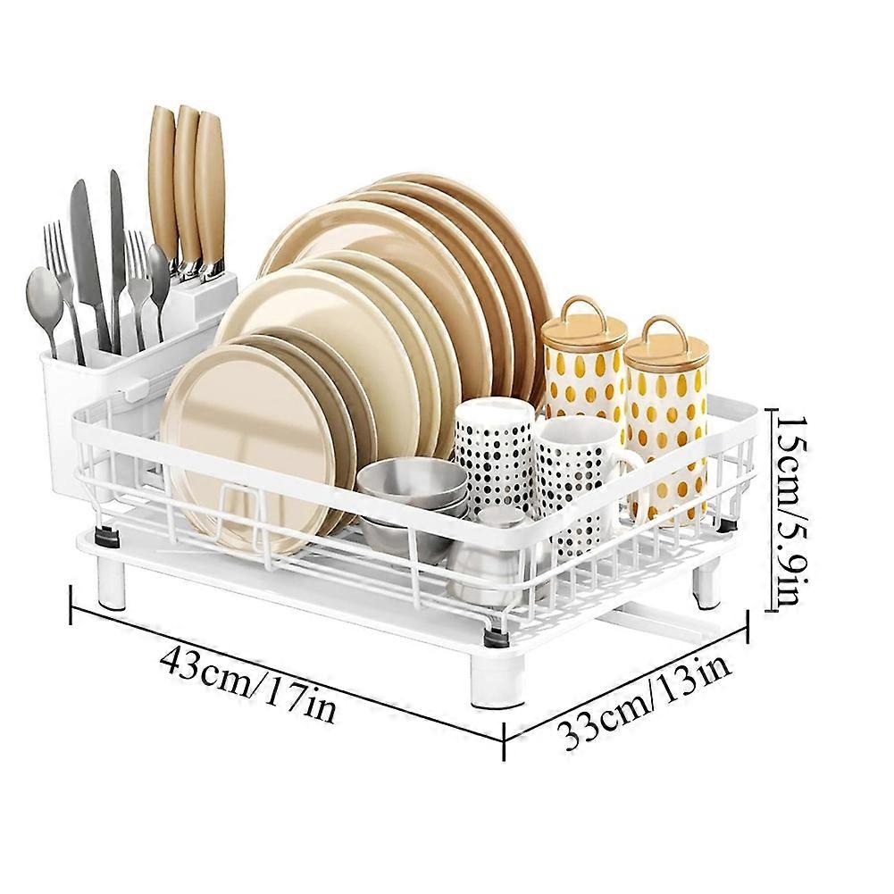 Dish Drainer Compact Dish Rack for Kitchen Countertops with Drain Plate ...